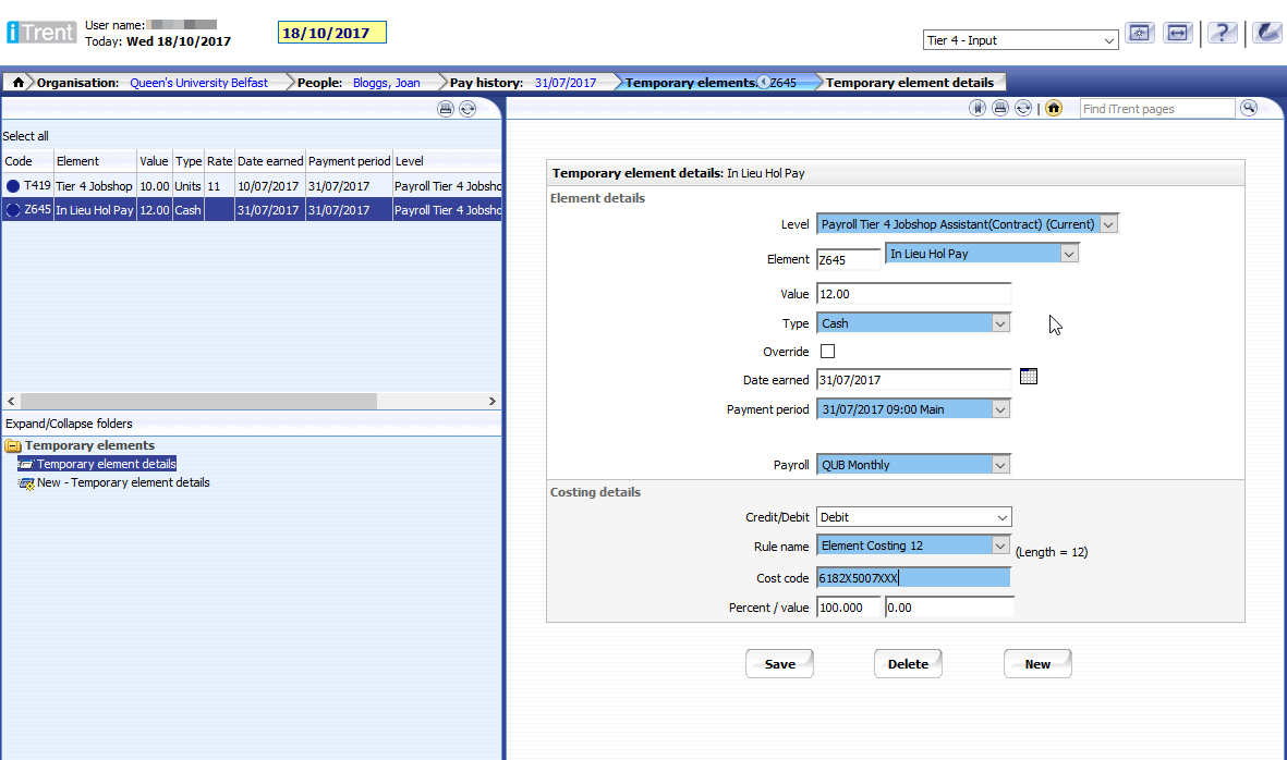 Temporary Elements | Tier 4 Input Docs