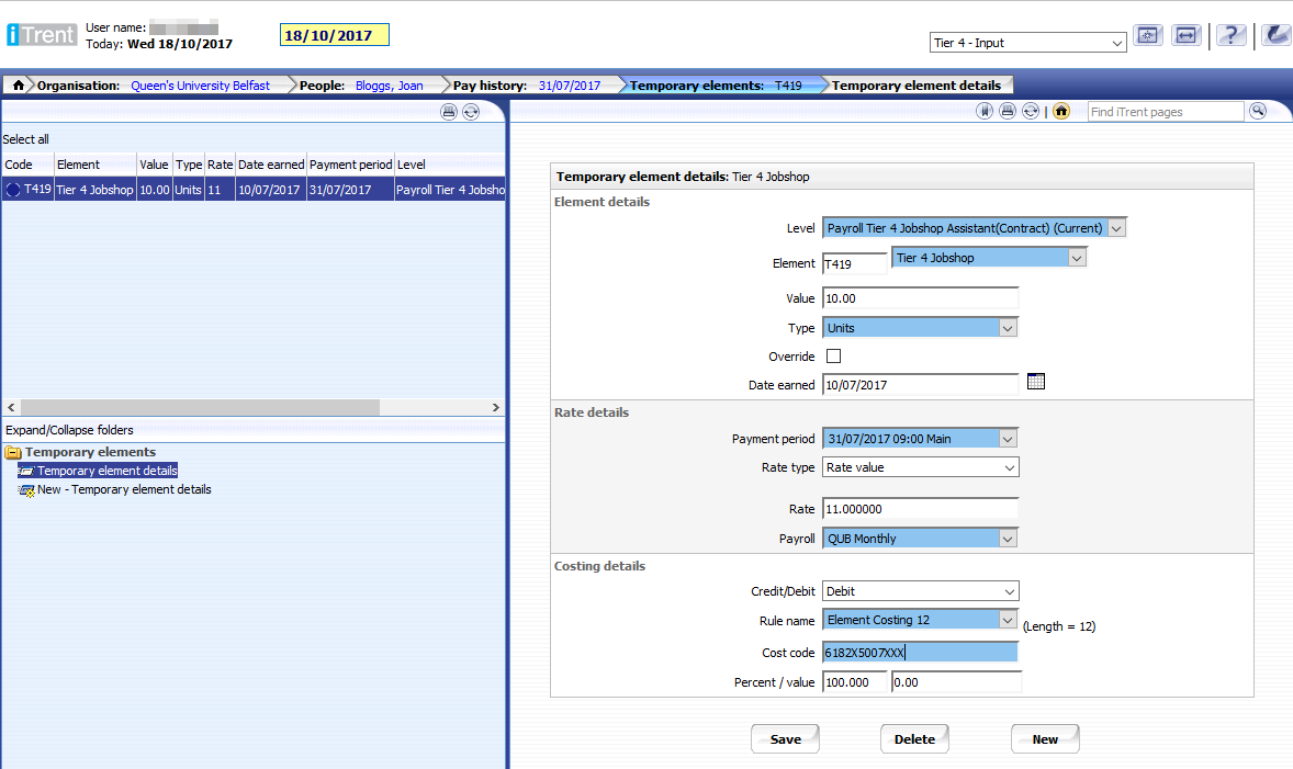 Temporary Elements | Tier 4 Input Docs